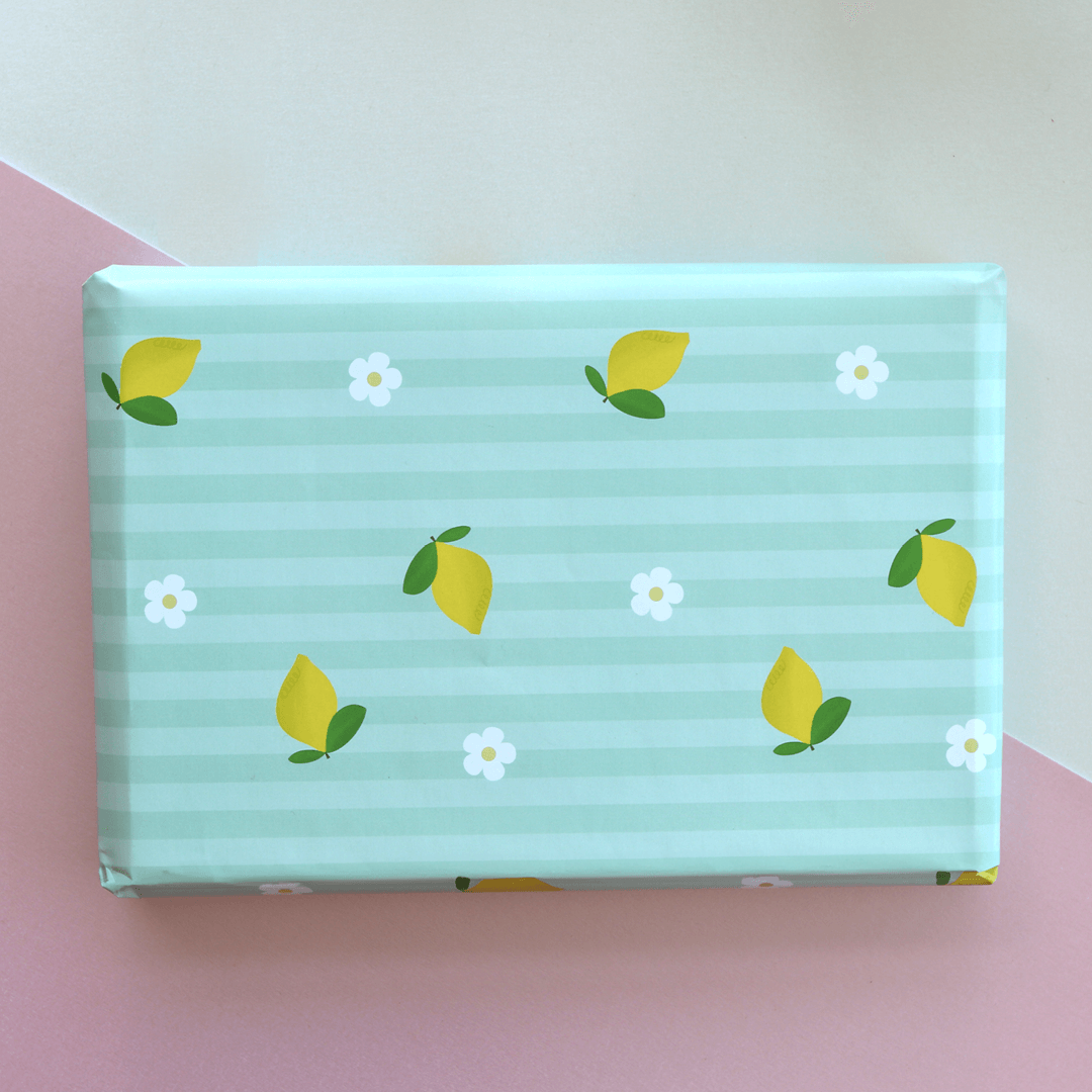 Lemon Gift Wrapping Paper in Green