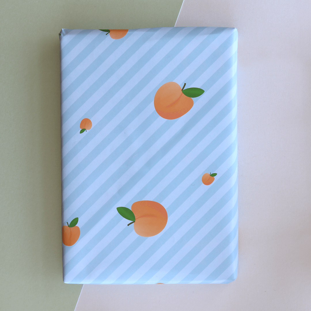 Peach Gift Wrapping Paper in Blue